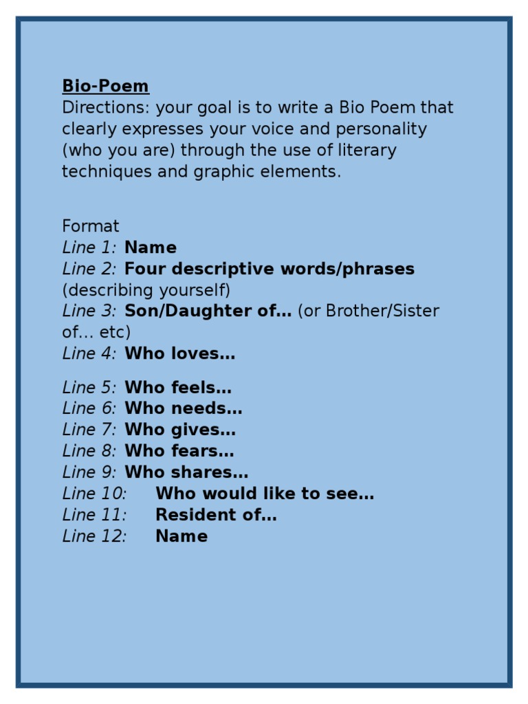Bio Poem | PDF