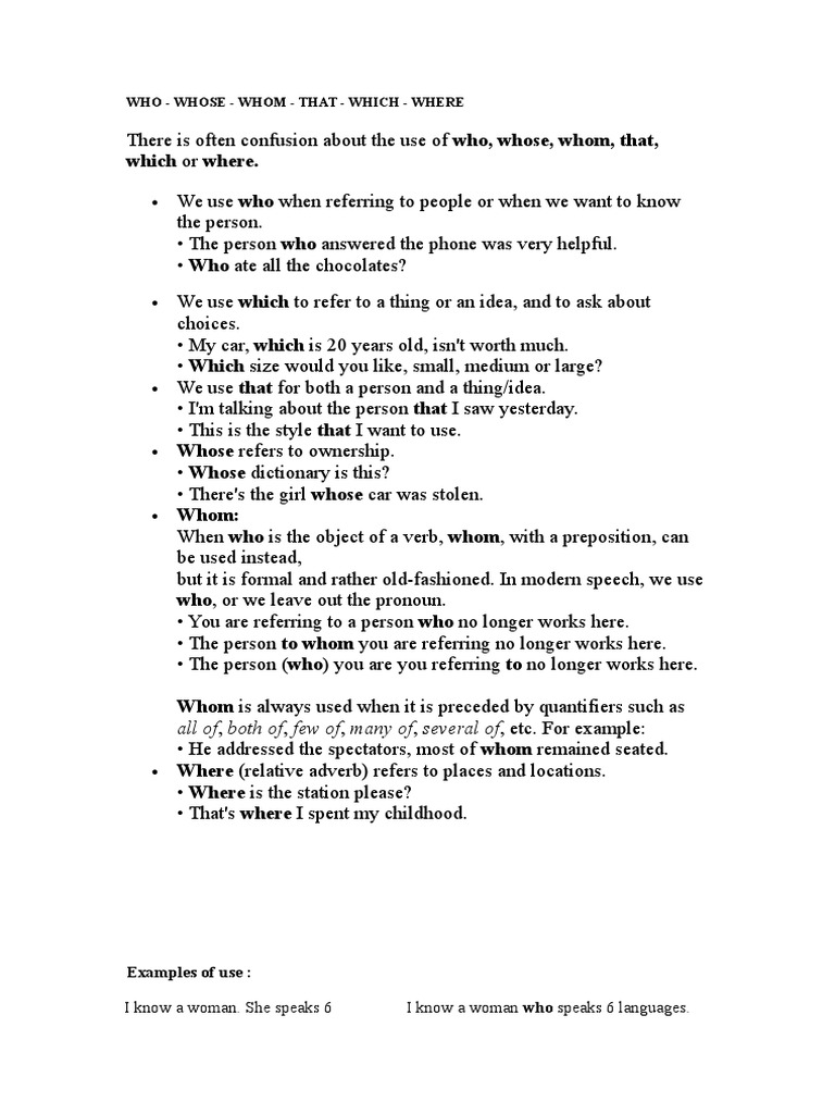 Understanding Relative Pronouns | PDF | Subject (Grammar) | Object ...