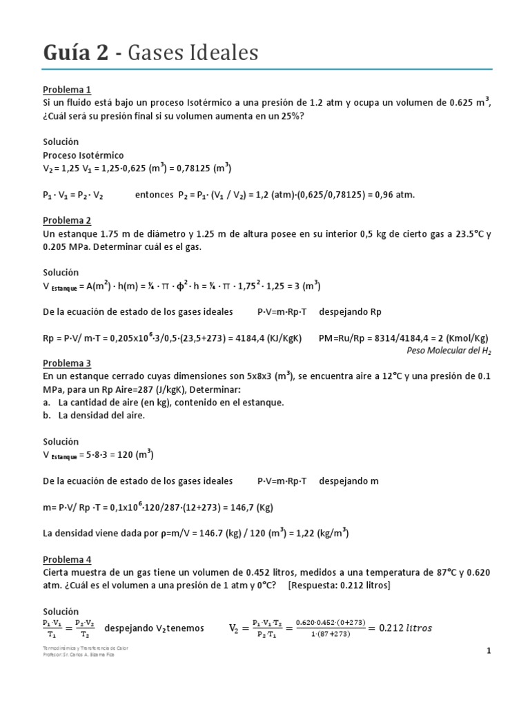 GUIA 2 - Resuelta - Gases Ideales | PDF | Gases | Química Física