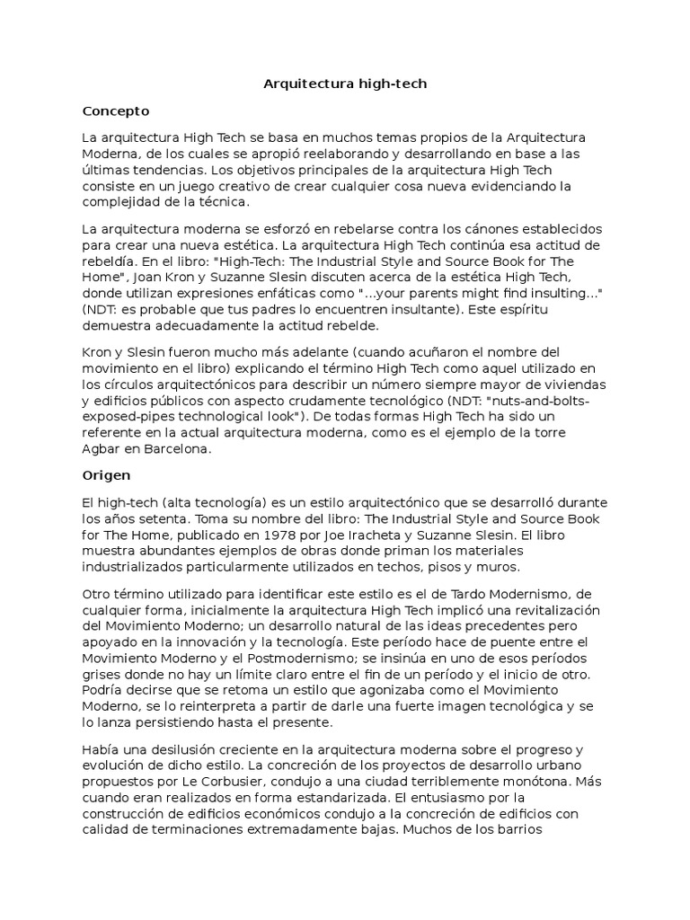 Arquitectura High Tech | PDF | Diseño | Medios de arte