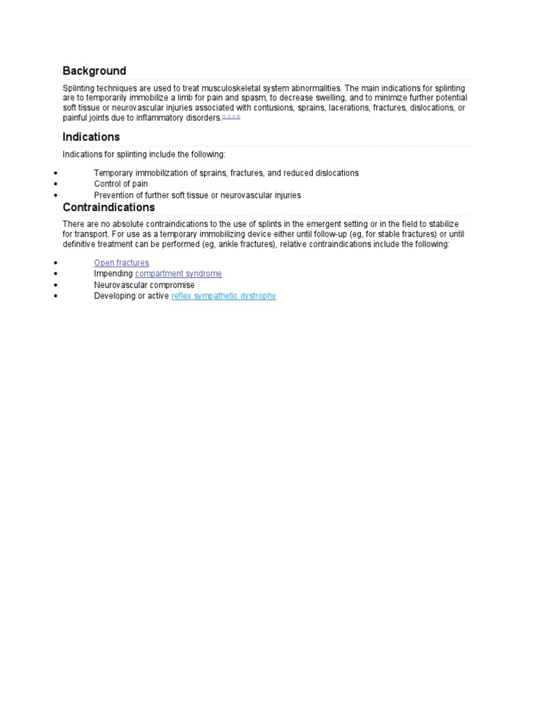 A Guide to the Indications, Benefits and Contraindications of Splinting ...
