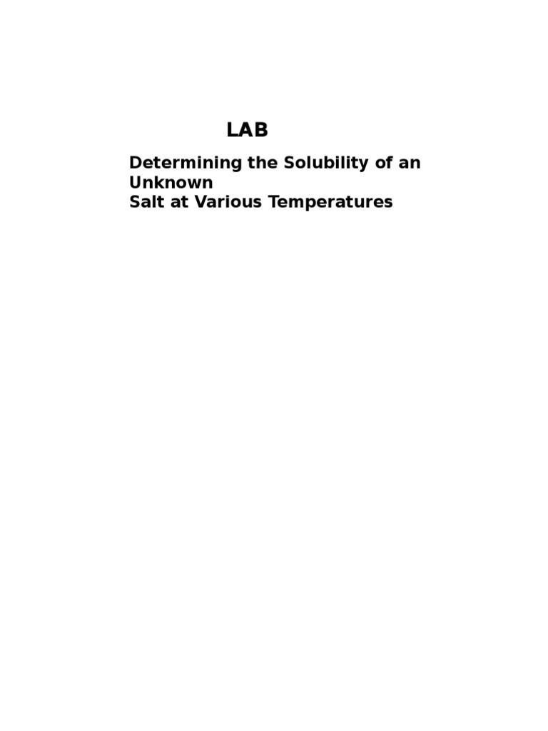 LAb 1 | PDF | Solubility | Solution