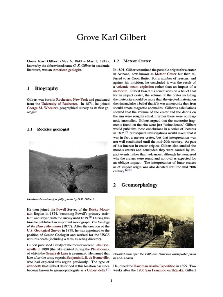 Grove Karl Gilbert | PDF | Planets Of The Solar System | Geology