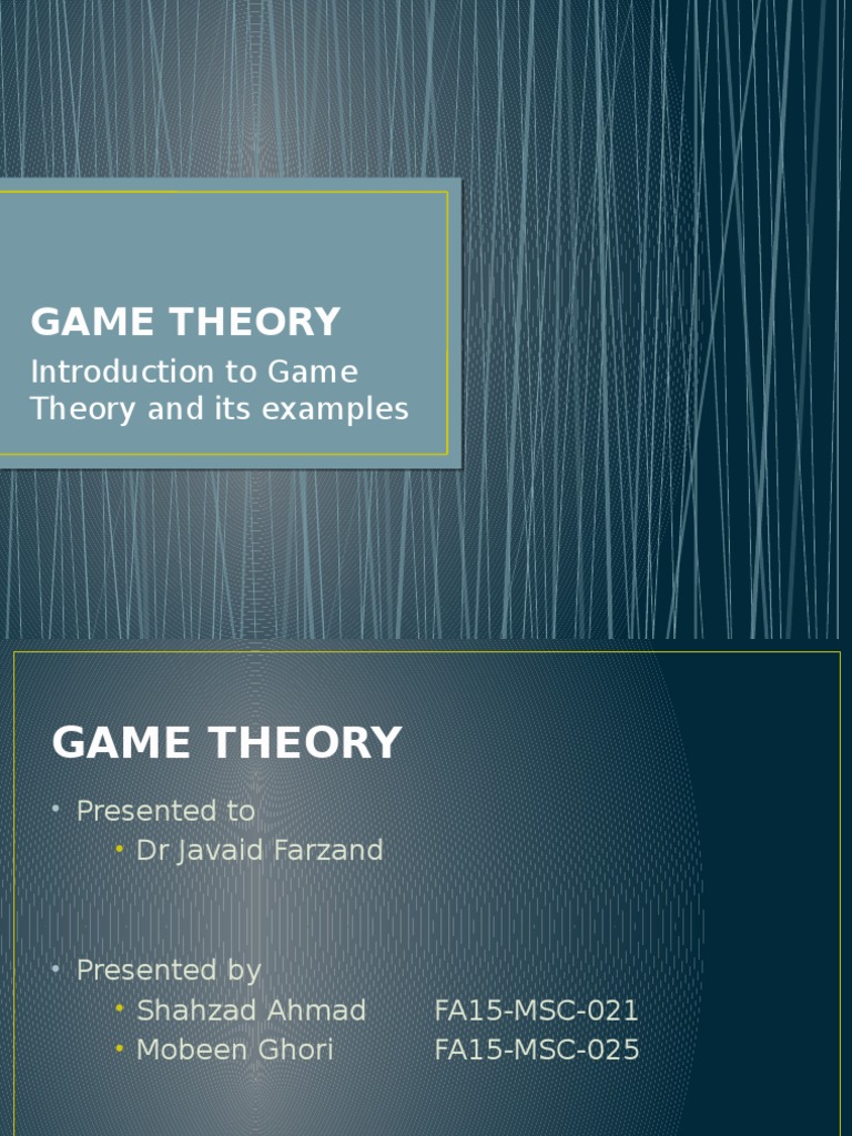 Introduction To Game Theory and Its Examples | PDF | Game Theory ...