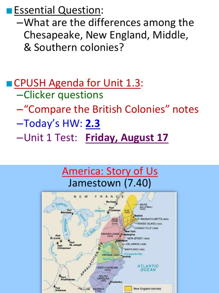 Comparing Colonial Regions: Chesapeake vs. New England | PDF ...