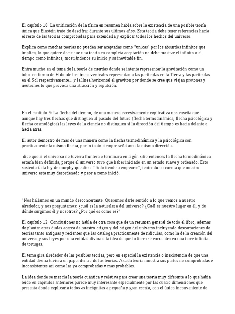Capitulo 9 y 10 Historia Del Tiempo | PDF | Universo | Teoría