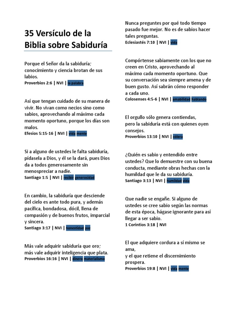 La Biblia Sobre Sabiduría | Libro de proverbios | Sabiduría