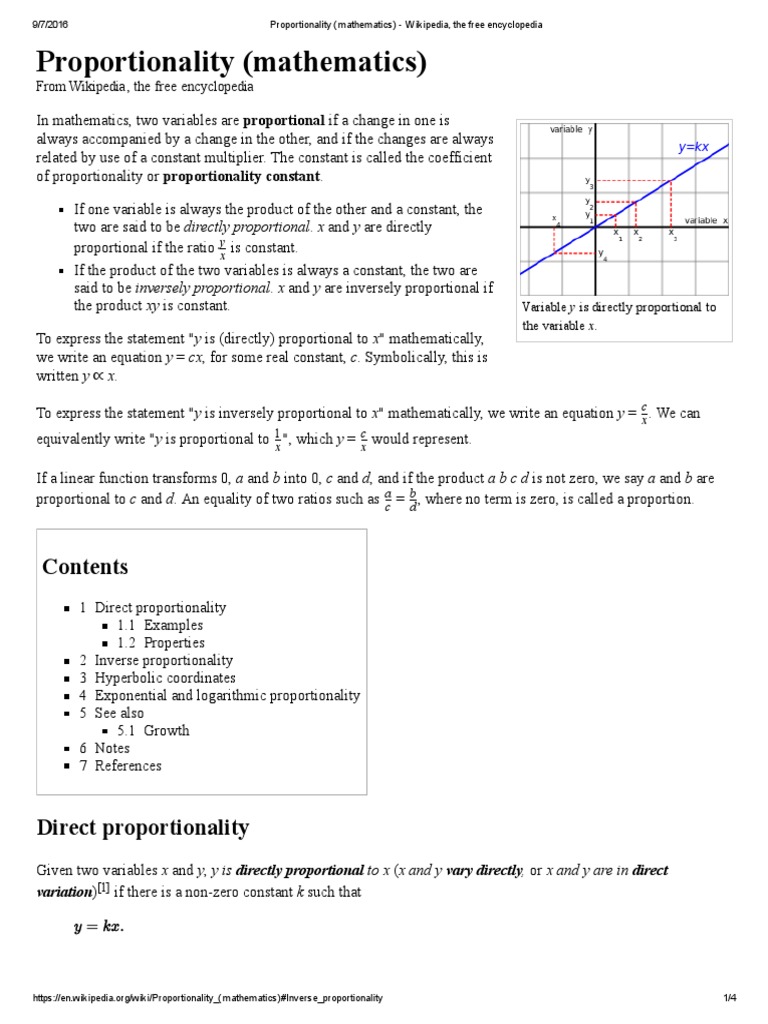 Proportionality (Mathematics) : From Wikipedia, The Free Encyclopedia ...