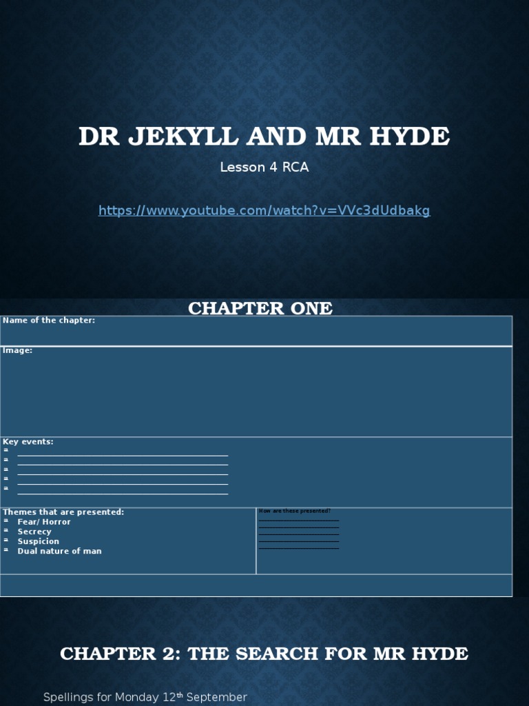 DR Jekyll and MR Hyde Lesson 4 RCA | PDF