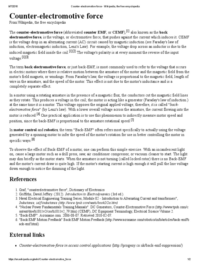 Counter Electromotive Force | PDF | Electromagnetic Induction | Inductor