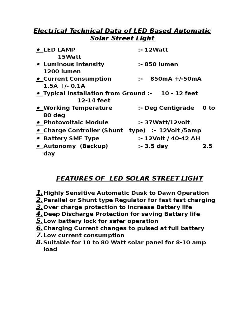 Led Solar Street Light | PDF