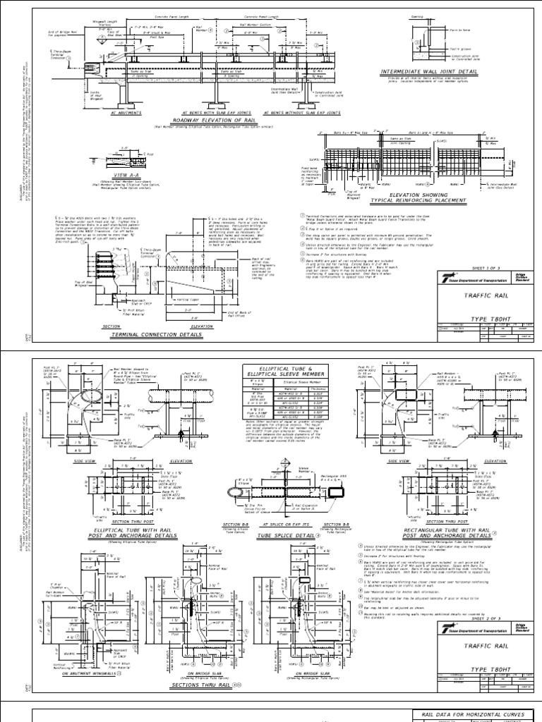 TxDOT Bridge Rail Design Standards | PDF | Track (Rail Transport) | Screw