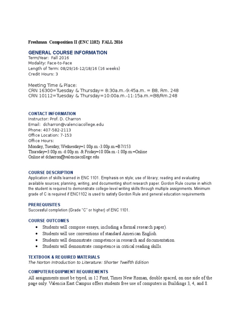 Exploring the Content and Expectations of Freshman Composition II | PDF ...