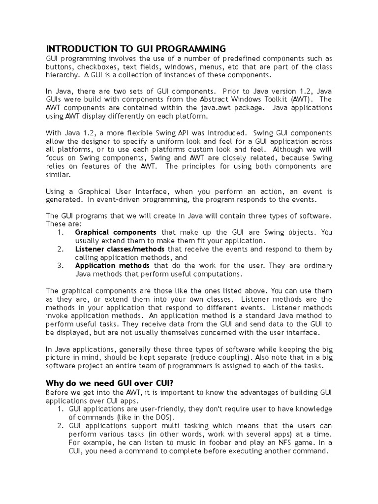 HCI Practical WorkBook1 | PDF | Graphical User Interfaces | Java (Programming Language)