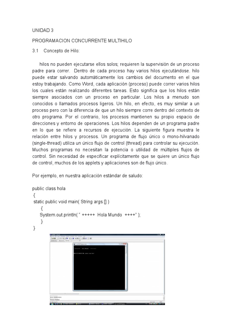 Unidad 3 De Topicos Pdf Hilo Computación Java Lenguaje De Programación