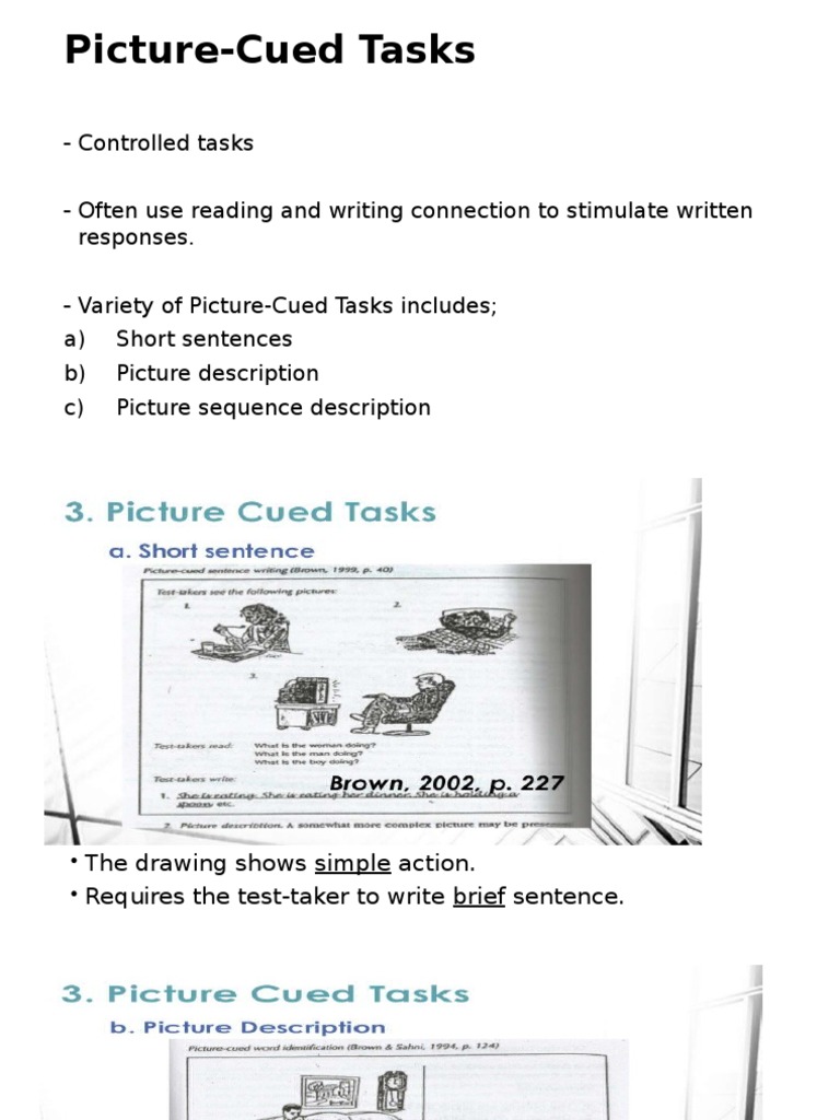 Picture-Cued Assessment Tasks | PDF