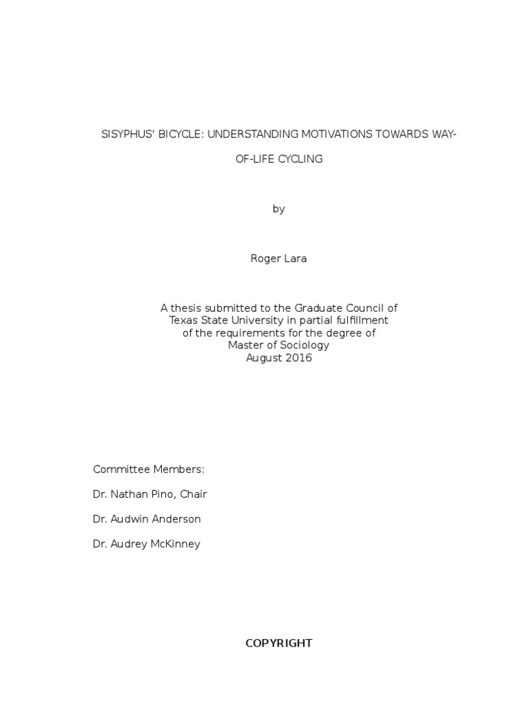 Sisyphus' Bicycle: Understanding Motivations Towards Way-of-Life ...