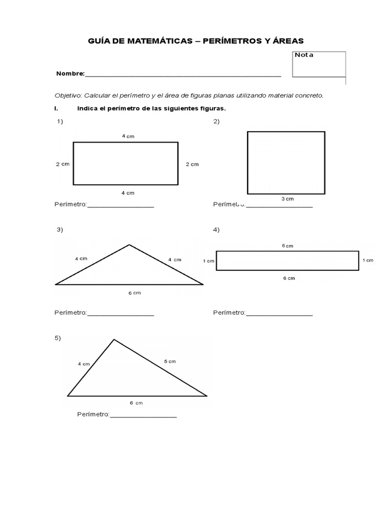 Guía De Matemáticas – Perímetros Y Áreas