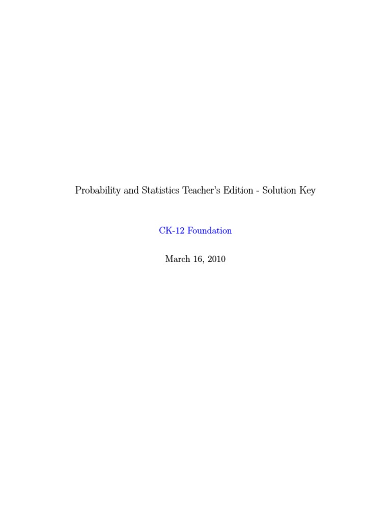 Probability and Statistics Teacher S Edition Solution Key | PDF ...