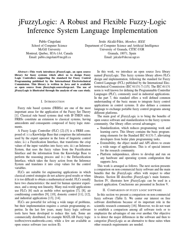 jFuzzyLogic: Open Source Fuzzy Logic System | PDF | Parsing | Fuzzy Logic