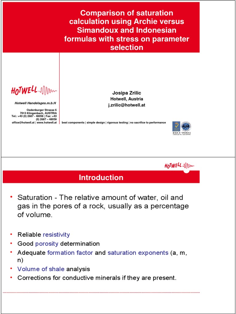 Comparison of Saturation Calculation Using Archie Versus Simandoux and ...