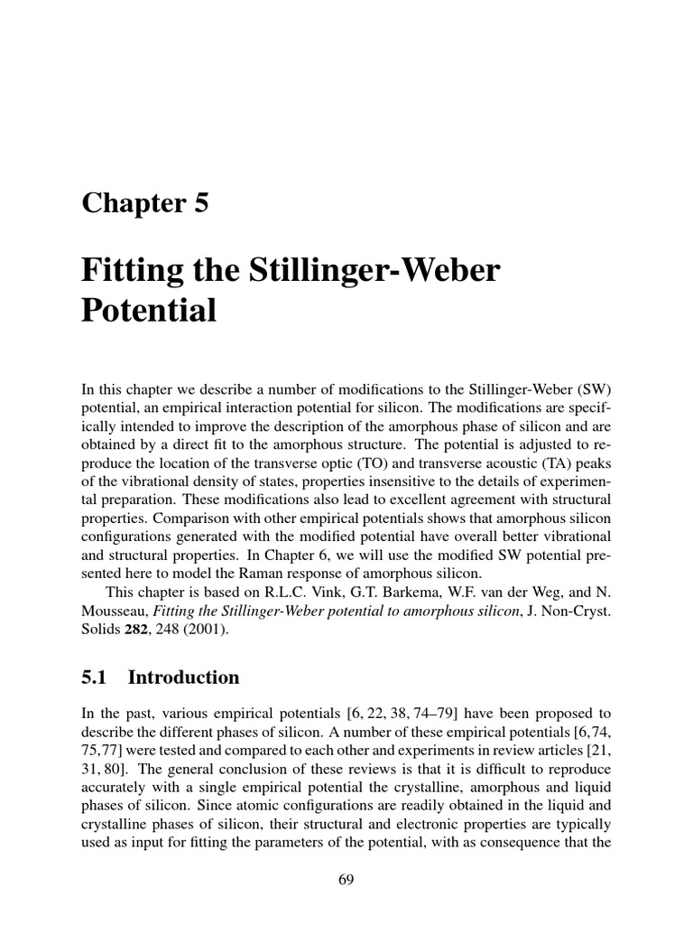Fitting The Stillinger-Weber Potential | PDF | Amorphous Solid | Experiment
