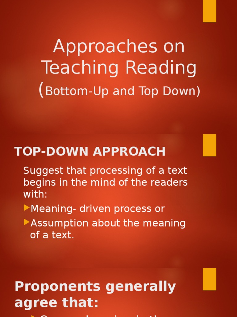 Approaches On Teaching Reading | PDF | Semantics | Top Down And Bottom ...