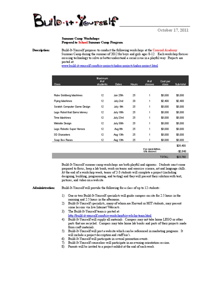 Biy Summer Camp Proposal Template | PDF | Internet | Software