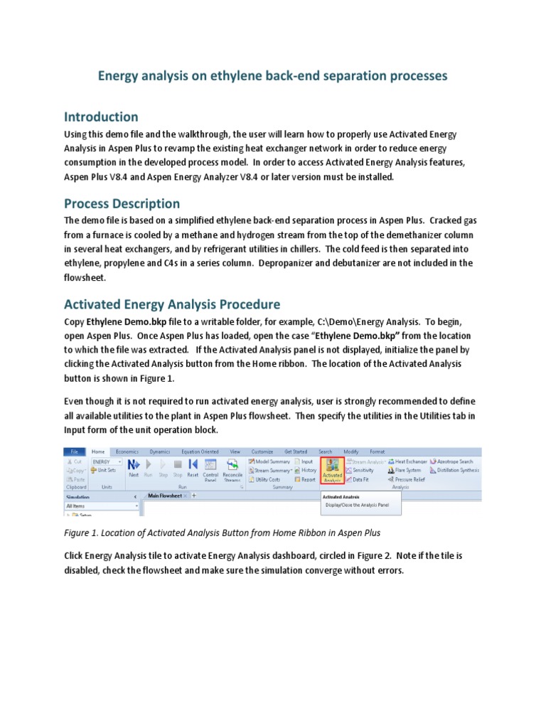 Activated Energy Analysis in Aspen Plus | PDF | Heat | Mathematical ...
