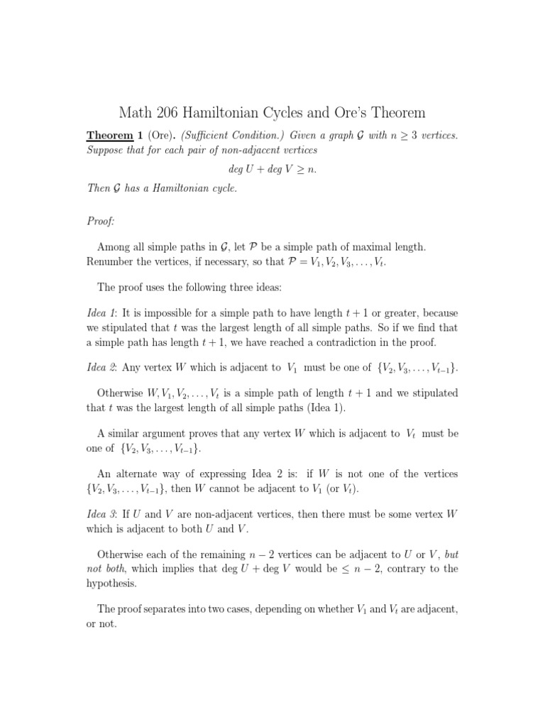 Hamiltonian Cycle and Ore's Theorem | Vertex (Graph Theory) | Applied ...