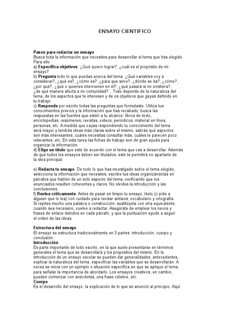 ENSAYO CIENTIFICO.docx | Ensayos | Tierra