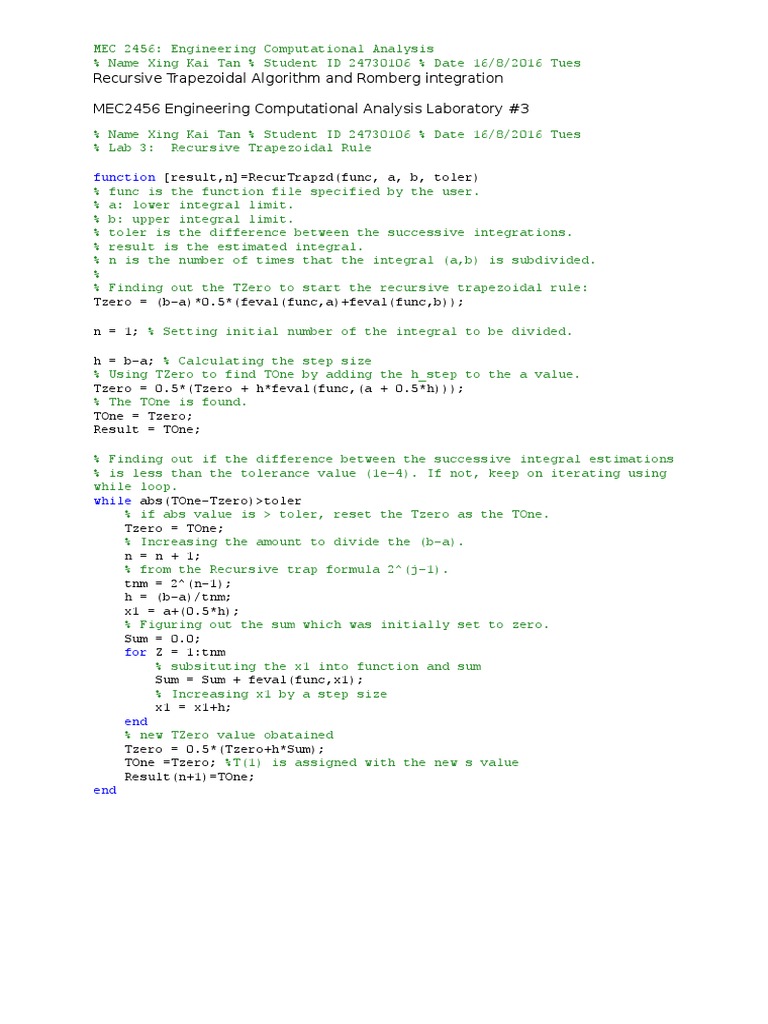 Computational Analysis (Lab3) | PDF | Integral | Theoretical Computer Science