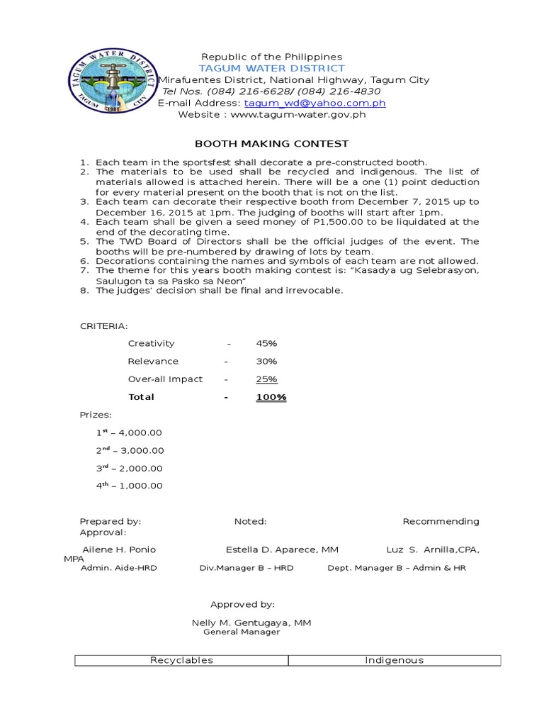 Booth Making Contest | PDF | Consumer Goods | Industrial Processes