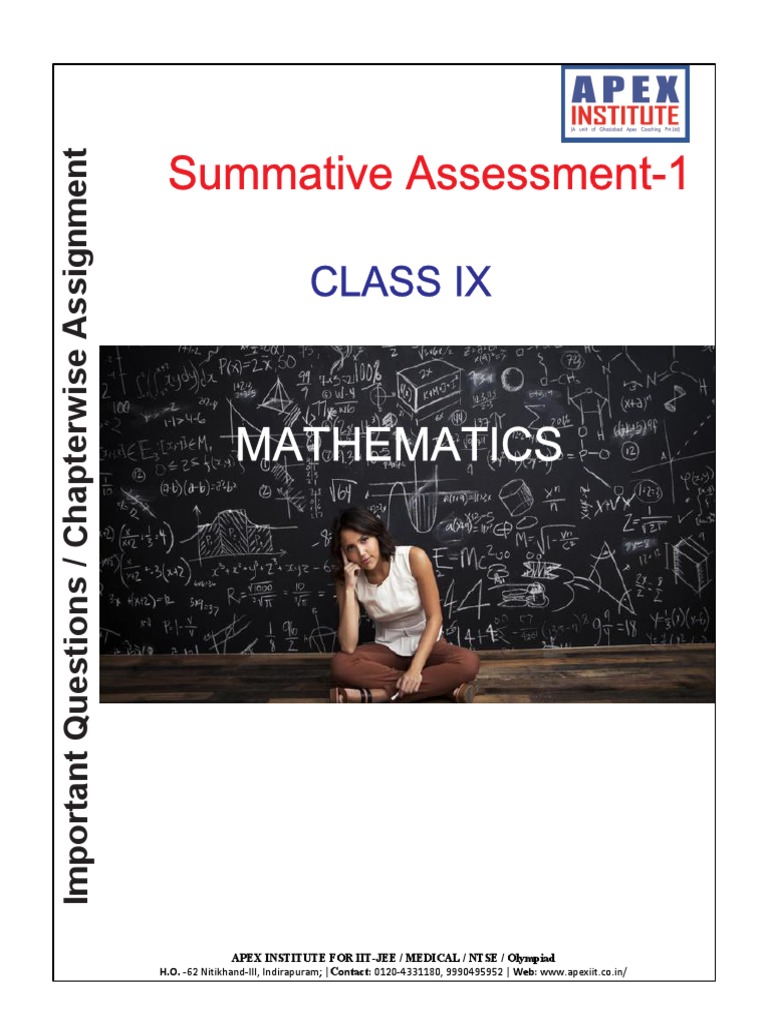 Mathematics Chapter-Wise Assignment For Class 9 Summative Assessment-1 ...