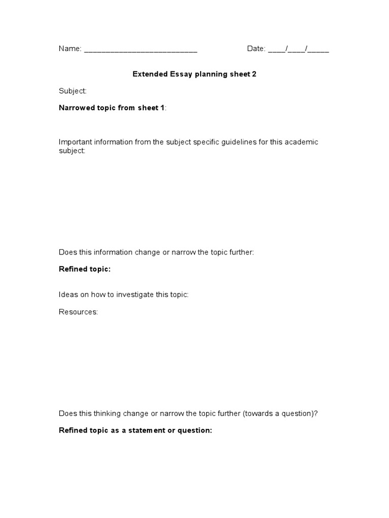 Extended Essay Planning Guide | PDF | Career & Growth | Science ...