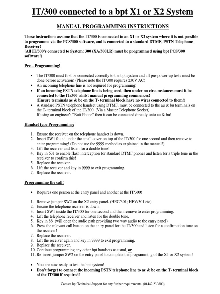 It-300 Manual Programming | PDF