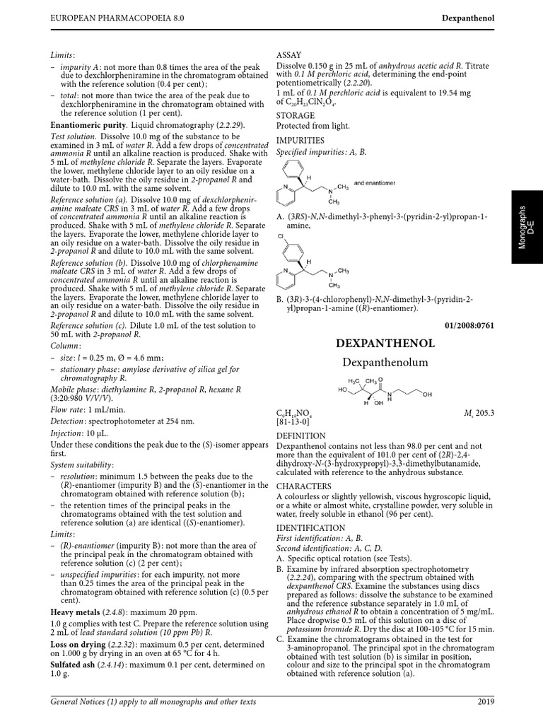 Dexpanthenol | PDF | Solution | Chromatography