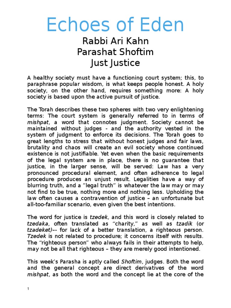 Parashat Shoftim 5776 Edited | PDF | Abraham | Bereshit (Parsha)