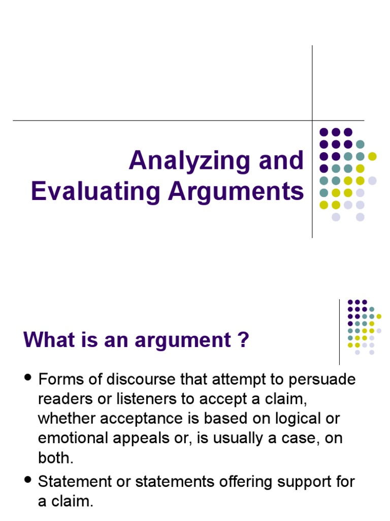 Analyzing and Evaluating Arguments | PDF | Argument | Inductive Reasoning