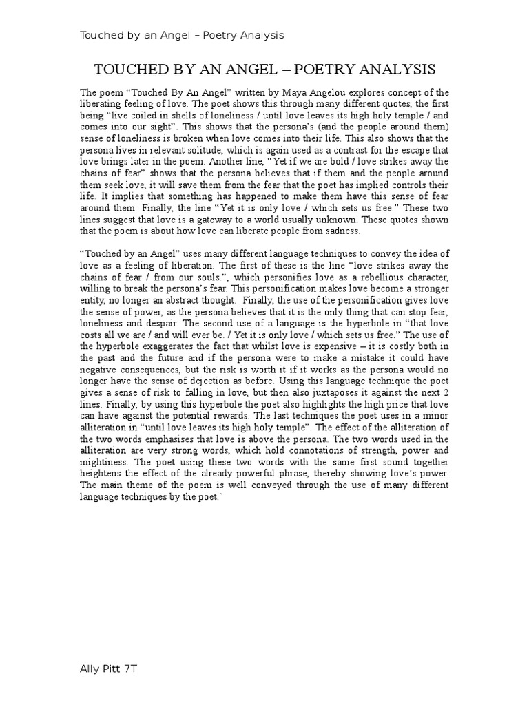 Poetry Analysis - Touched by An Angel | PDF | Poetry