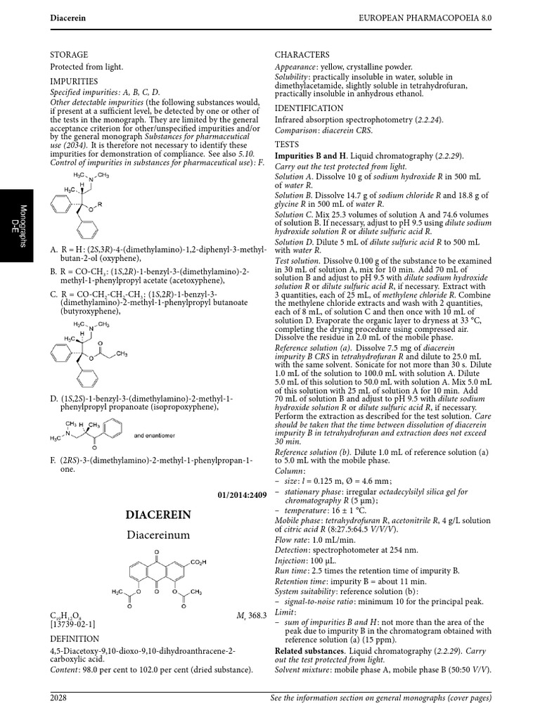 Diacerein | PDF | Solution | Chromatography