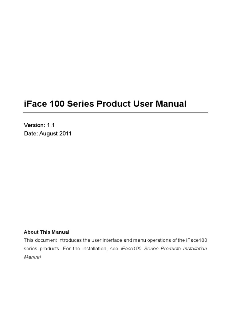 IFace100 Series Product User ManualV1.1 | PDF | Computer Keyboard ...