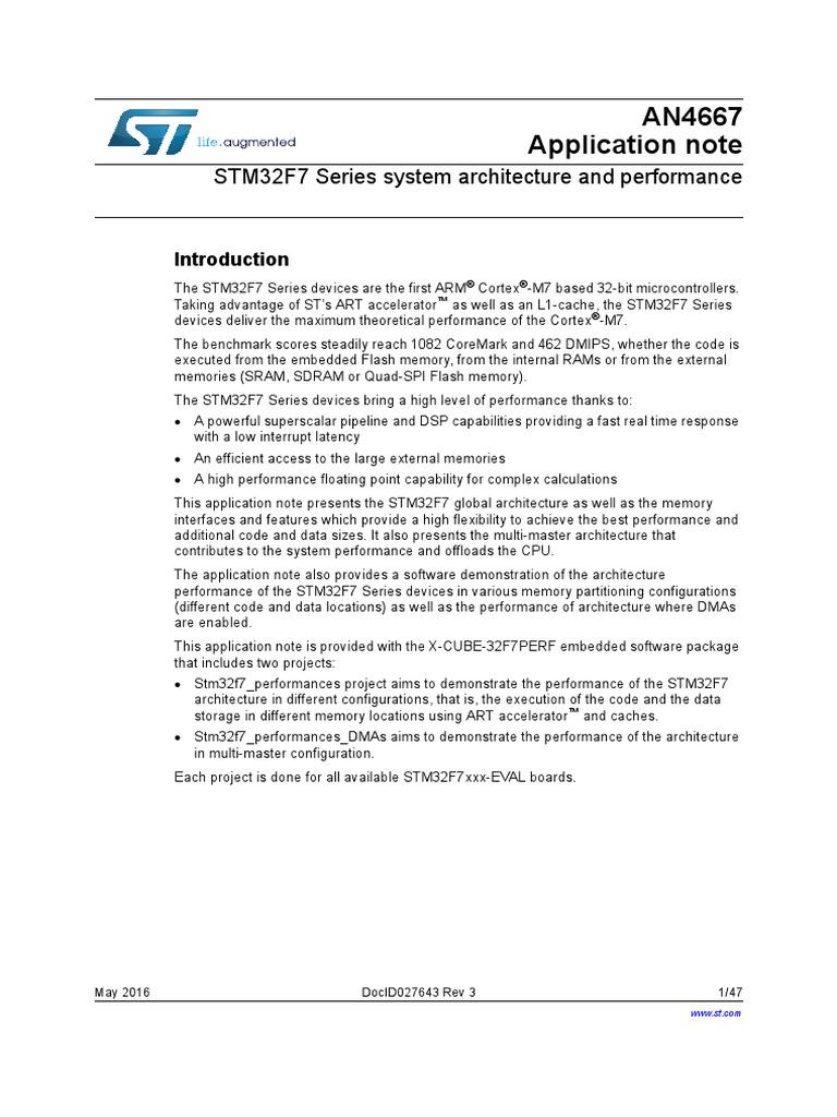STM32F7 Series System Arch Performance-En - dm00169764 | PDF | 64 Bit Computing | Flash Memory