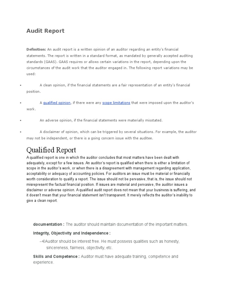 Audit Report | PDF | Auditor's Report | Financial Audit