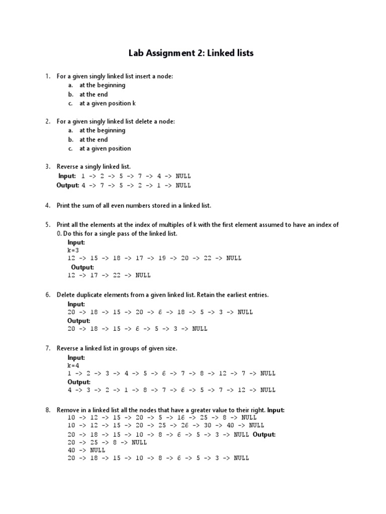Lab Assignment 2 (Linklist) | PDF | Theoretical Computer Science | Algorithms