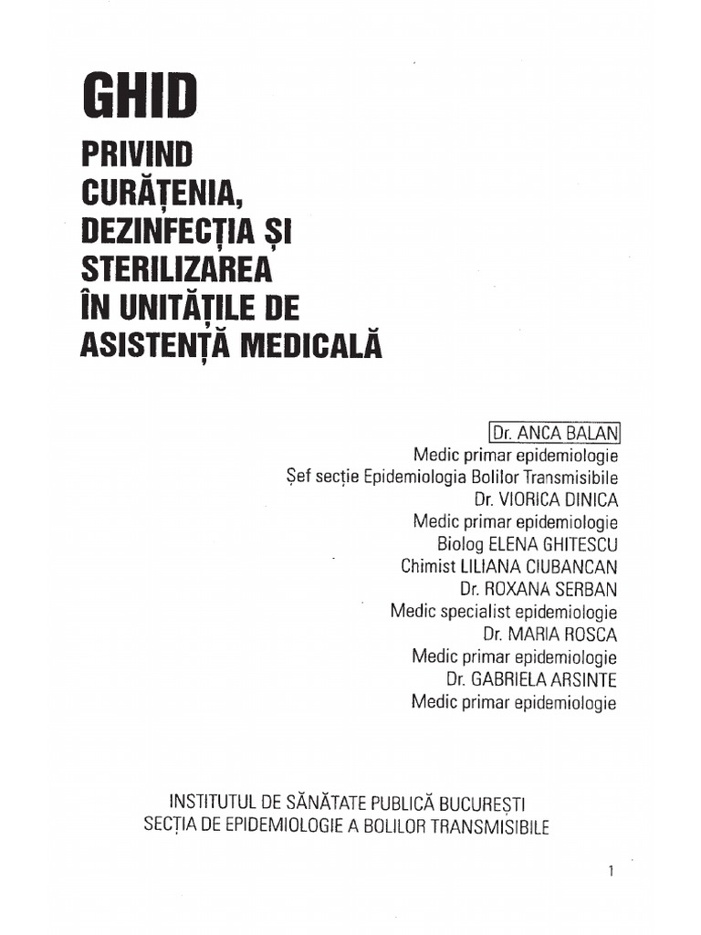Ghid Curatenie Dezinfectie Si Sterilizare Carte Veche PDF | PDF