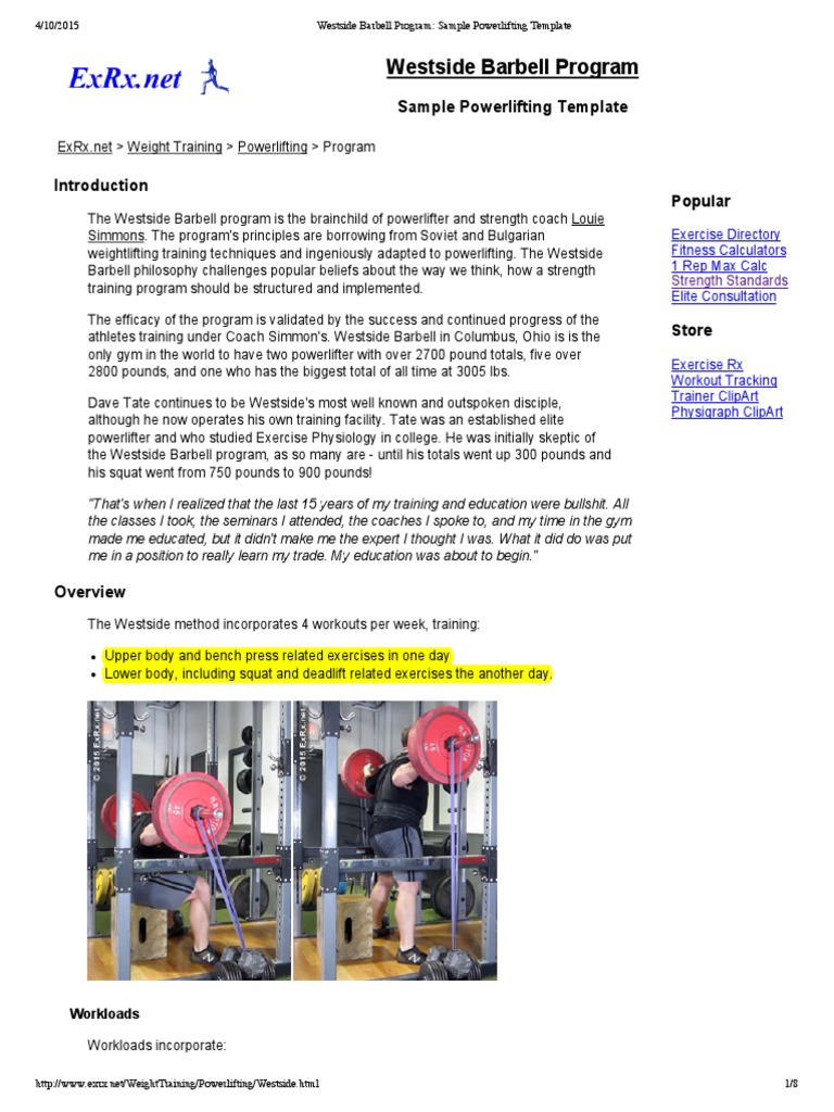 Westside Barbell Program Overview | PDF | Weight Training | Recreation