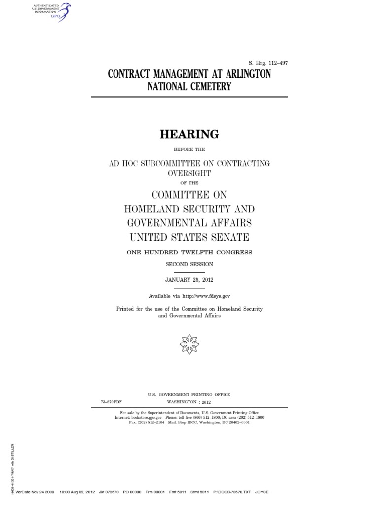 Arlington Cemetery Contract Oversight | PDF | Arlington National ...