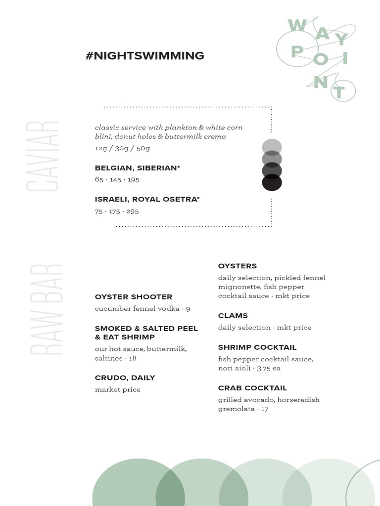 Waypoint Late-Night Menu | PDF | Cooking, Food & Wine