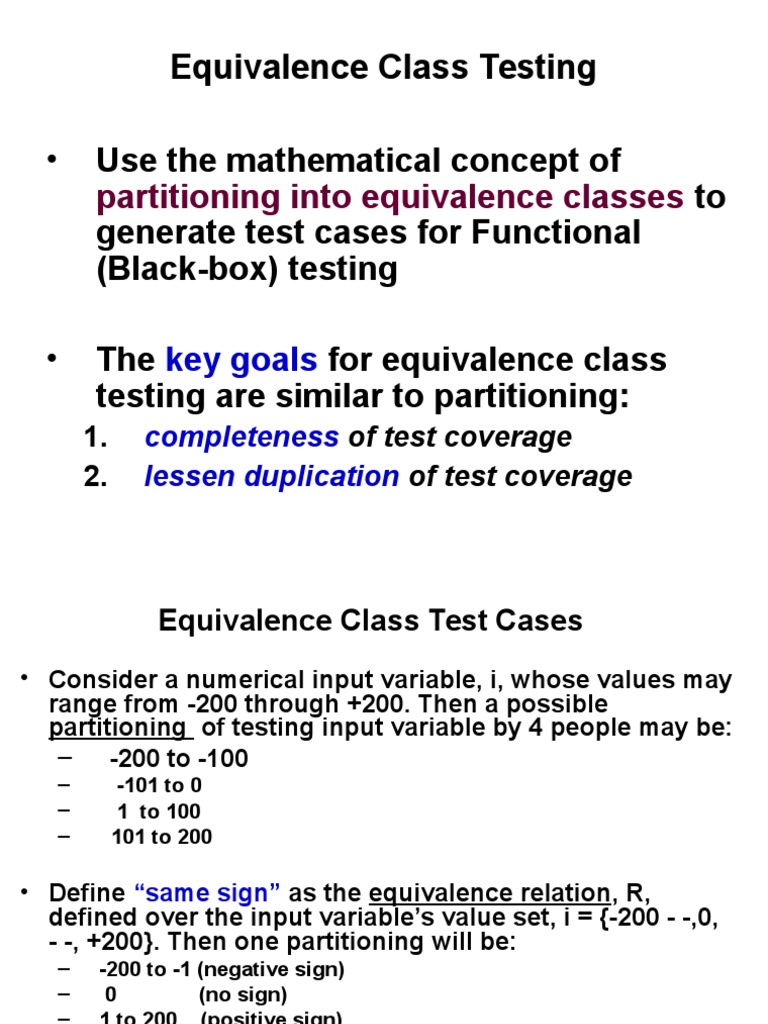Equivalence Class Testing.ppt | Variable (Mathematics) | Triangle